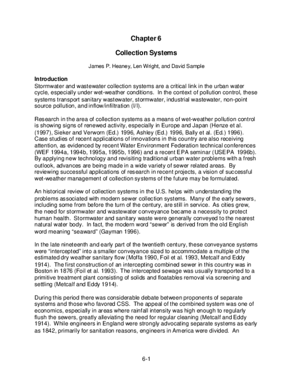 (PDF) Chapter 6 Collection Systems