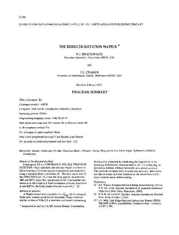 (PDF) The reduced rotation matrix