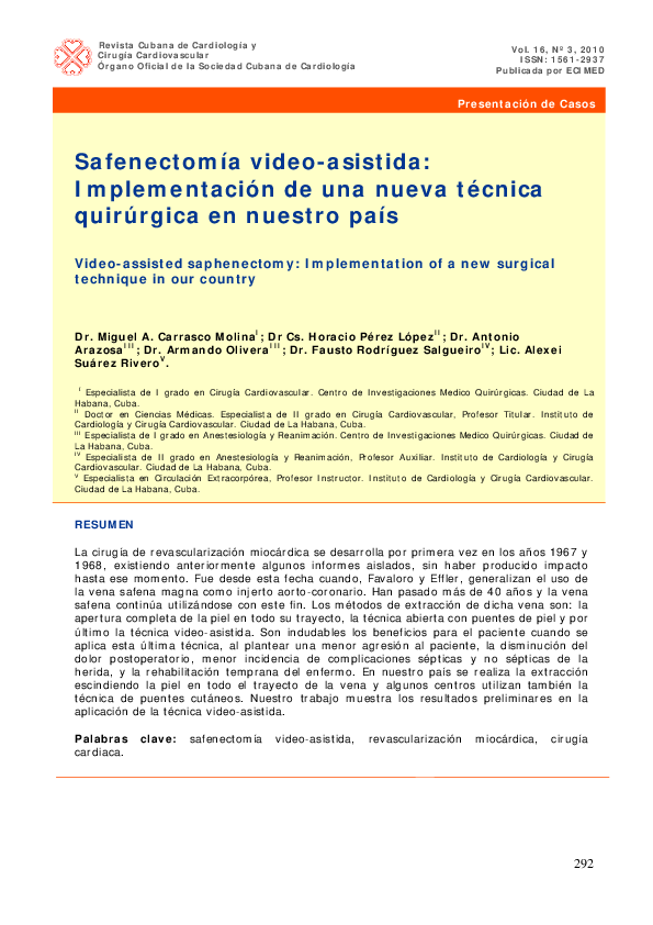 (PDF) Safenectomía video-asistida: Implementación de una nueva técnica ...