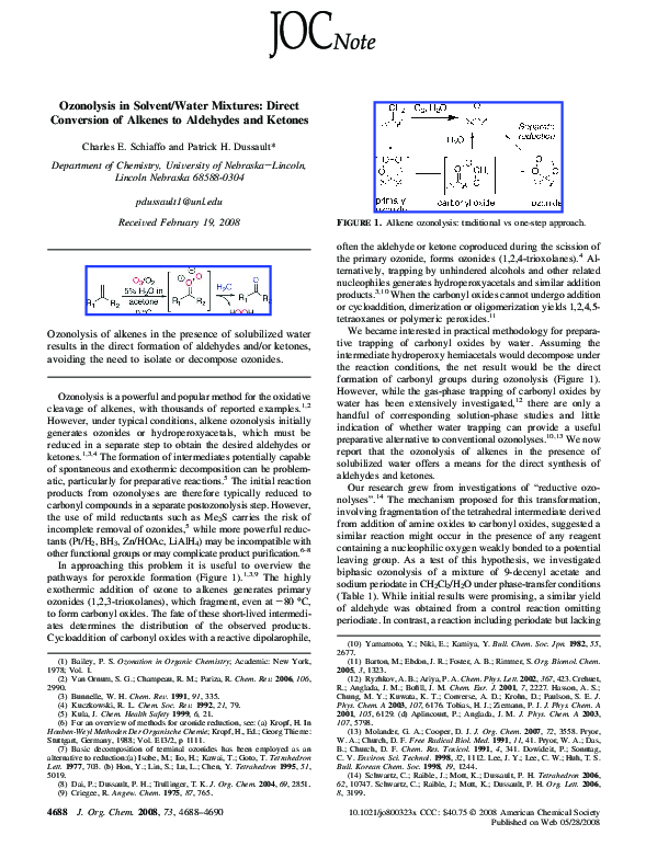 (PDF) Ozonolysis in Solvent/Water Mixtures: Direct Conversion of ...