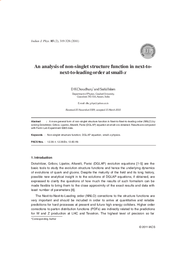 (PDF) An analysis of non-singlet structure function in next-to-next-to ...