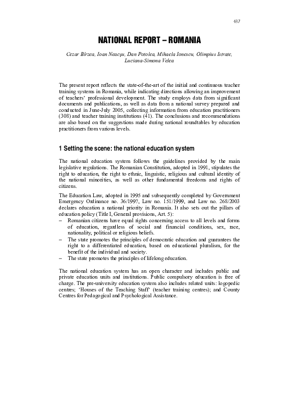 (PDF) National Report – Romania