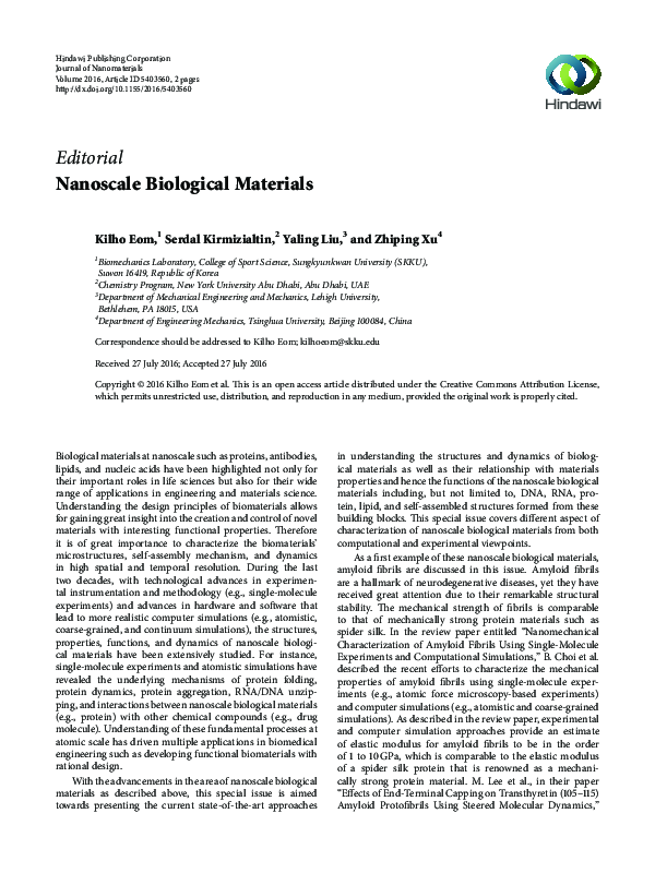 (PDF) Nanoscale Biological Materials
