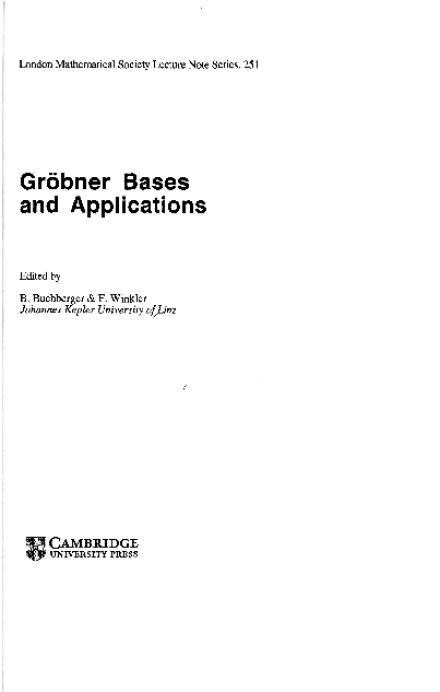 (PDF) Gröbner Bases and Applications
