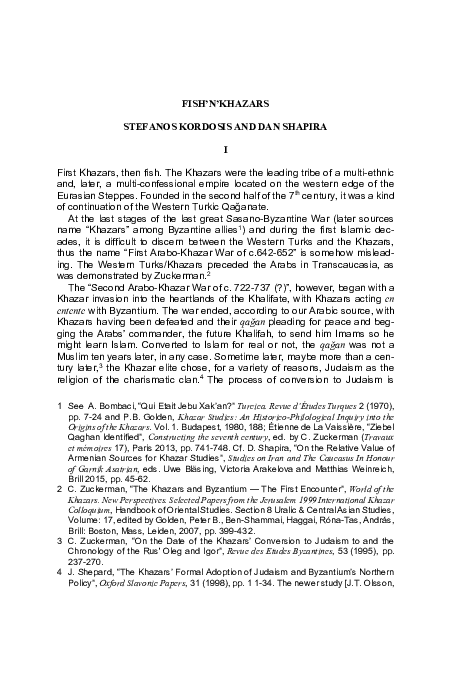 (PDF) Stefanos Kordosis and Dan Shapira, “Fish’N’Khazars,” Archivum ...