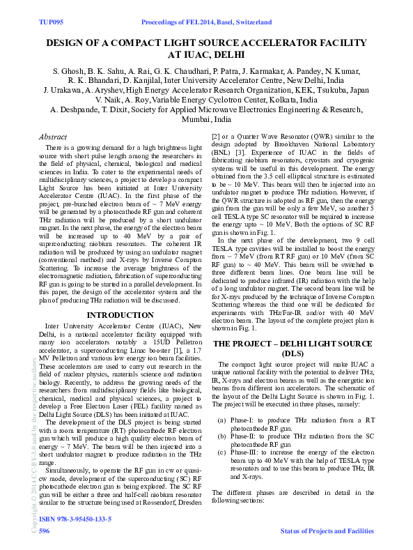 (PDF) Design of a Compact Light Source Accelerator Facility at Iuac ...
