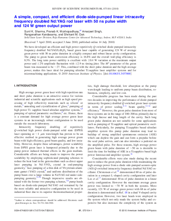 (PDF) A simple, compact, and efficient diode-side-pumped linear ...