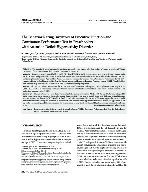 (PDF) The Behavior Rating Inventory of Executive Function and ...