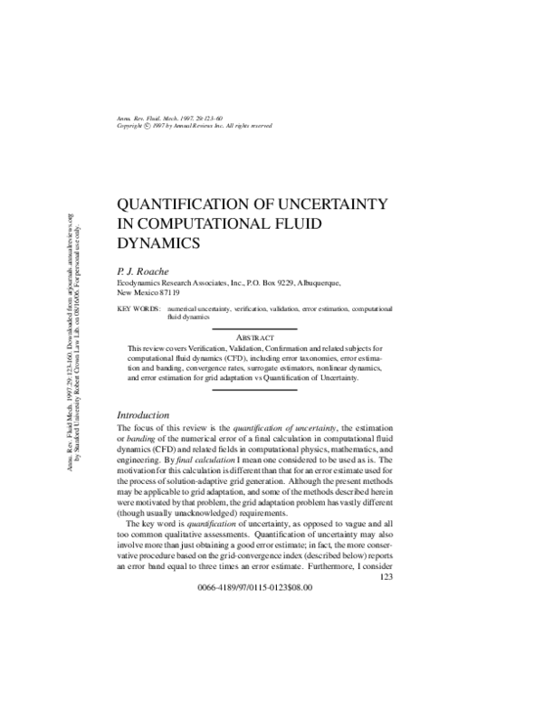 (PDF) Quantification of Uncertainty in Computational Fluid Dynamics (PDF) Quantification of Uncertainty in Computational Fluid Dynamics