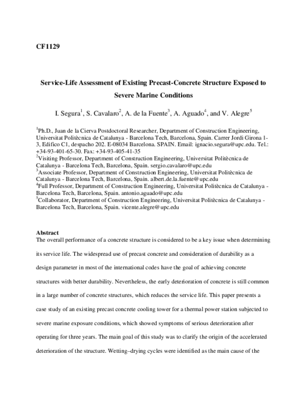 (PDF) Service-Life Assessment of Existing Precast Concrete Structure Exposed to Severe Marine ...