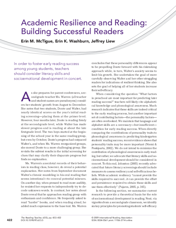 (PDF) Academic resilience and reading: Building successful readers