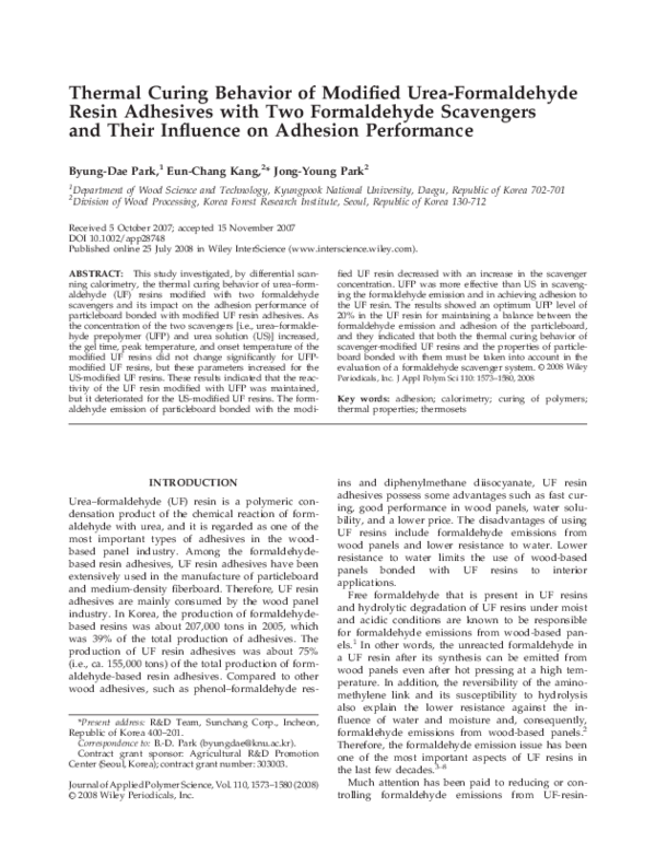 (PDF) Thermal curing behavior of modified urea-formaldehyde resin ...