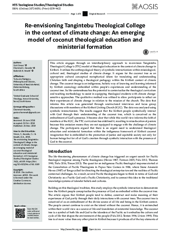 (PDF) Re-envisioning Tangintebu Theological College in the context of ...