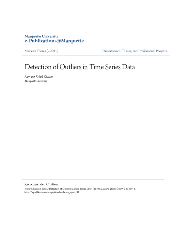 (PDF) Detection of Outliers in Time Series Data