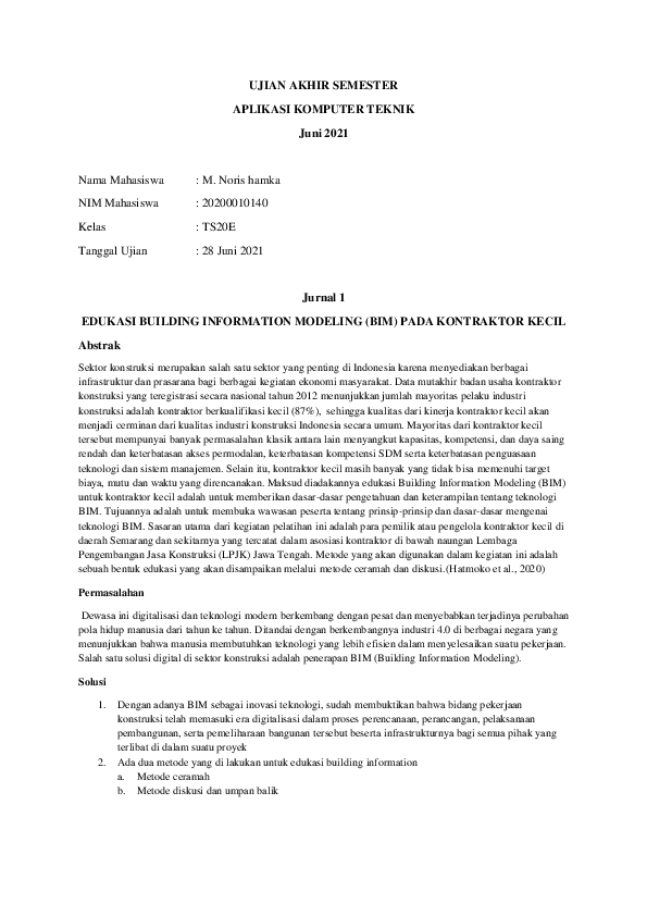 (PDF) UJIAN AKHIR SEMESTER Noris