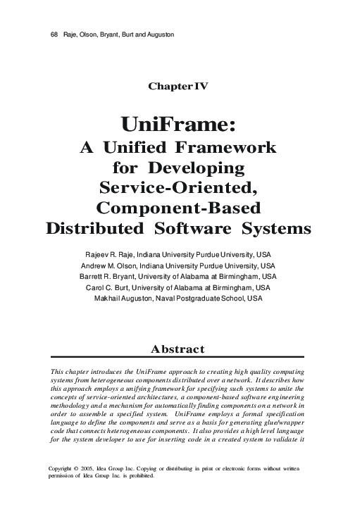 (PDF) Uniframe: A Unified Framework for Developing Service-Oriented, Component-Based Distributed ...