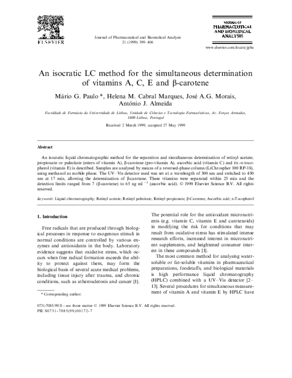 (PDF) An isocratic LC method for the simultaneous determination of ...