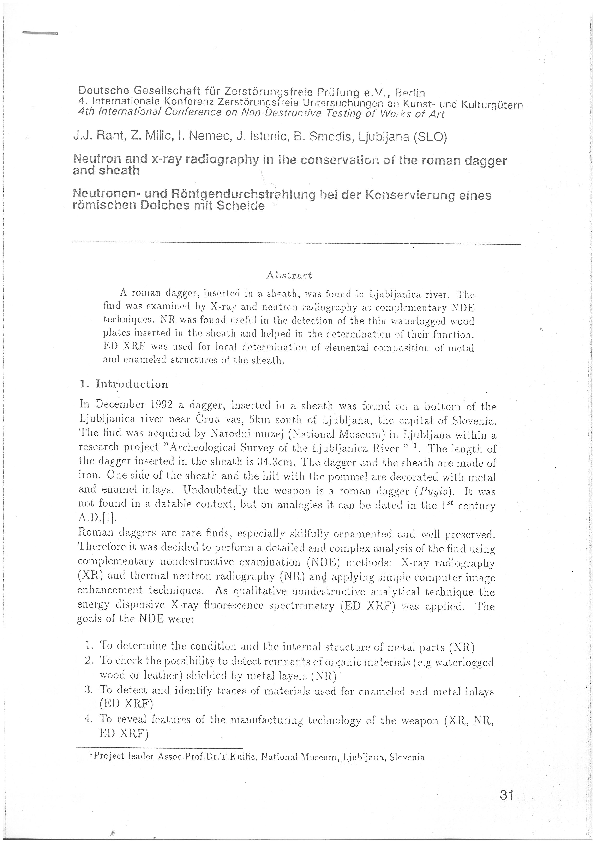 (PDF) Neutron and x-ray radiography in the conservation of the Roman ...