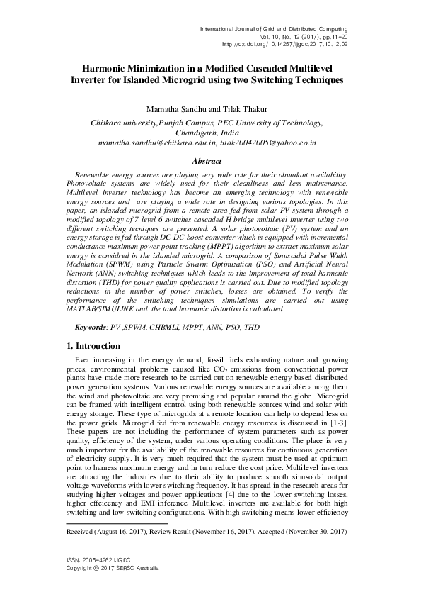 (PDF) Harmonic Minimization in a Modified Cascaded Multilevel Inverter for Islanded Microgrid ...
