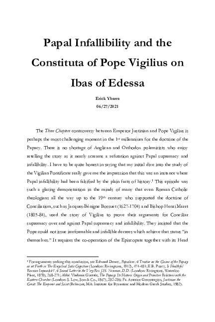 (PDF) Papal Infallibility and the Constituta of Pope Vigilius on Ibas ...