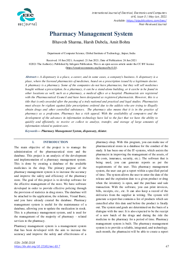 (PDF) Pharmacy Management System