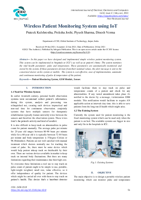 (PDF) Wireless Patient Monitoring System using IoT