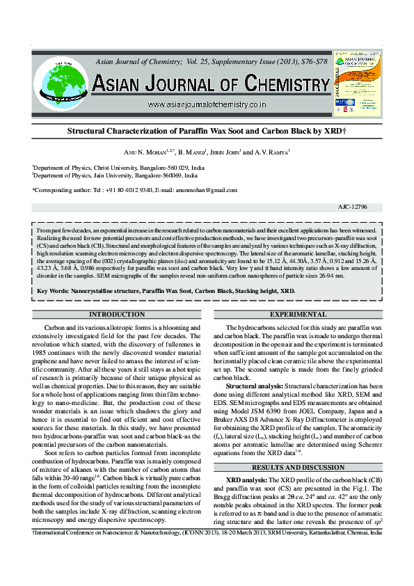 (PDF) Structural characterization of Paraffin wax soot and carbon black ...