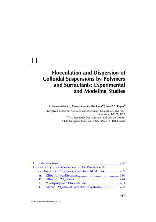 (PDF) Flocculation and Dispersion of Colloidal Suspensions by Polymers ...