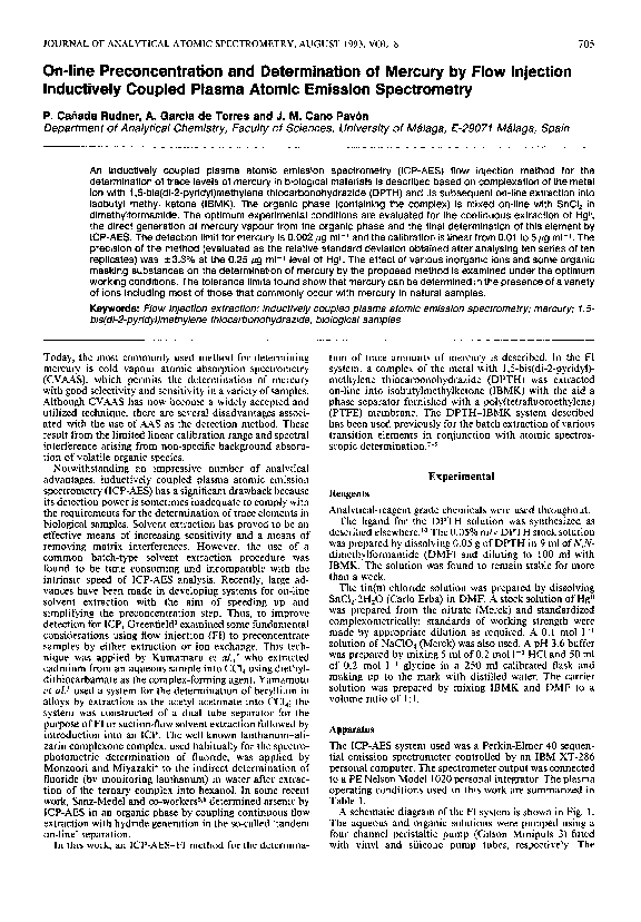 Pdf On Line Preconcentration And Determination Of Trace Metals Using A Flow Injection System