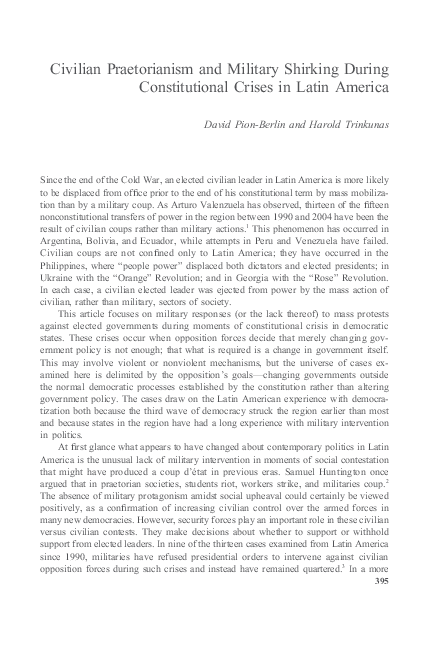 (PDF) Civilian Praetorianism and Military Shirking