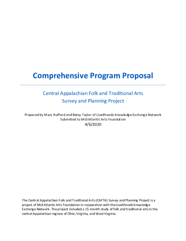 (PDF) CAFTA Comprehensive Program Proposal