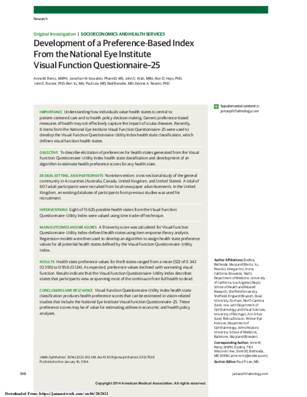 (PDF) Development of a preference-based index from the National Eye ...