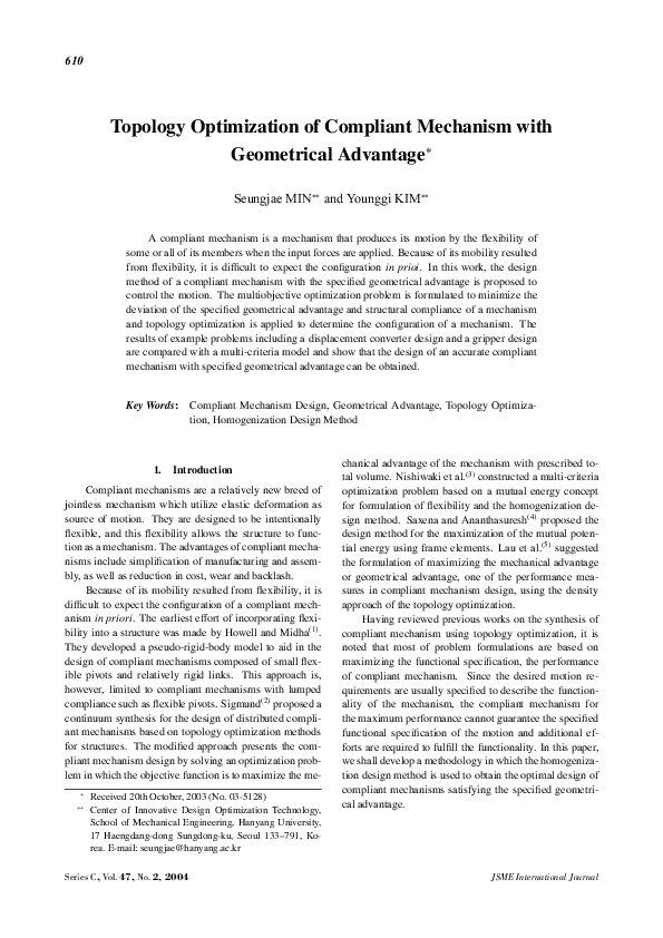 (PDF) Topology Optimization of Compliant Mechanisms Using Hybrid Discretization Model