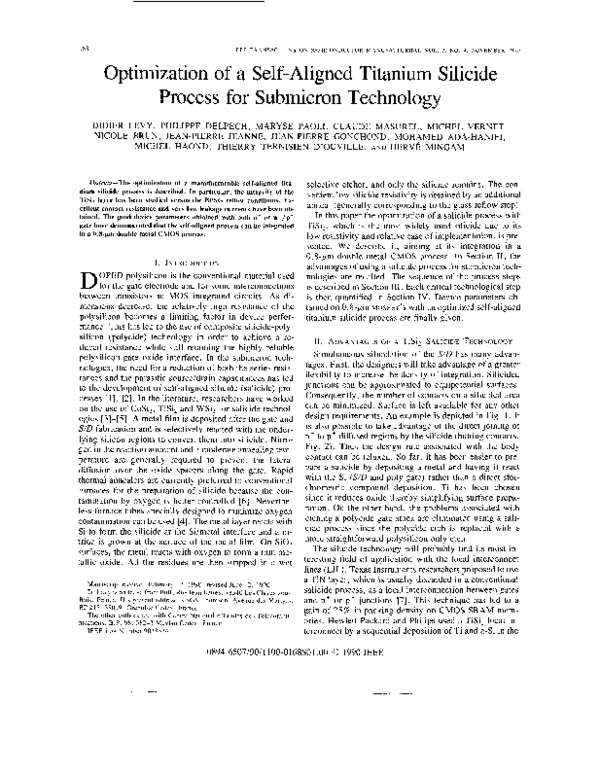 (PDF) Optimization of a self-aligned titanium silicide process for ...