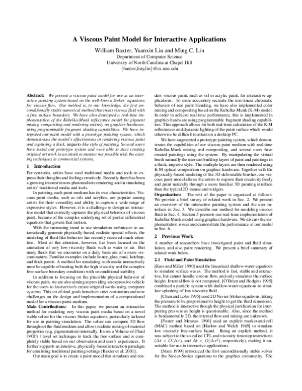 (PDF) A viscous paint model for interactive applications