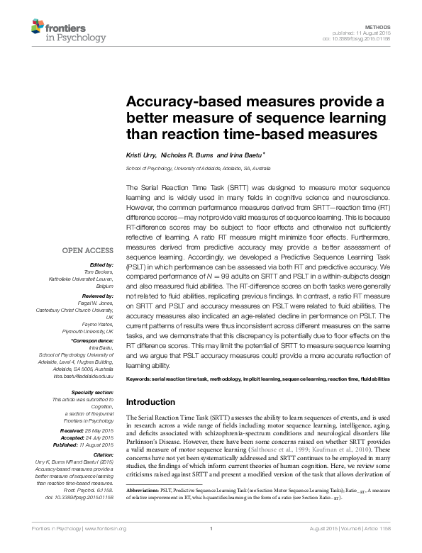 (PDF) Accuracy-based measures provide a better measure of sequence ...