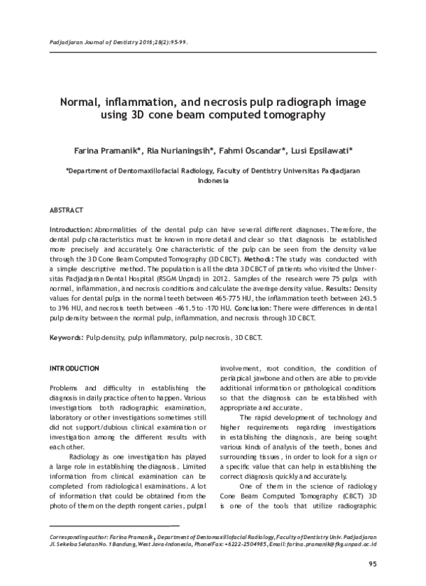 (PDF) Normal, inflammation and necrosis pulp radiograph image using 3D ...