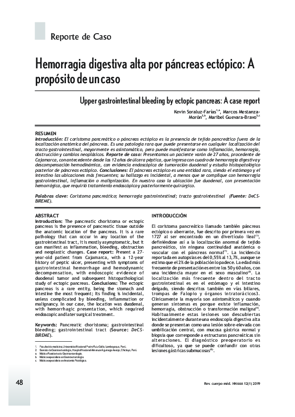 (PDF) Hemorragia digestiva alta severa por úlceras de Cameron. Reporte ...