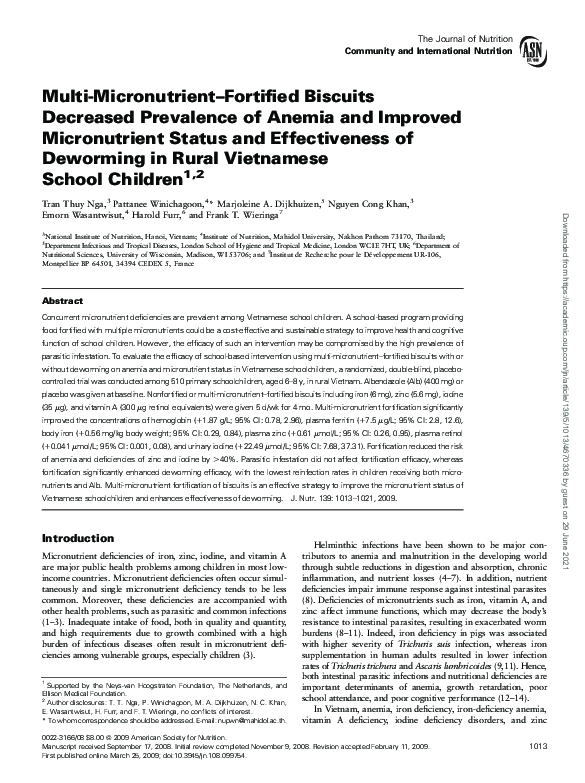 (PDF) Multi-Micronutrient Fortified Biscuits Decreased Prevalence of ...