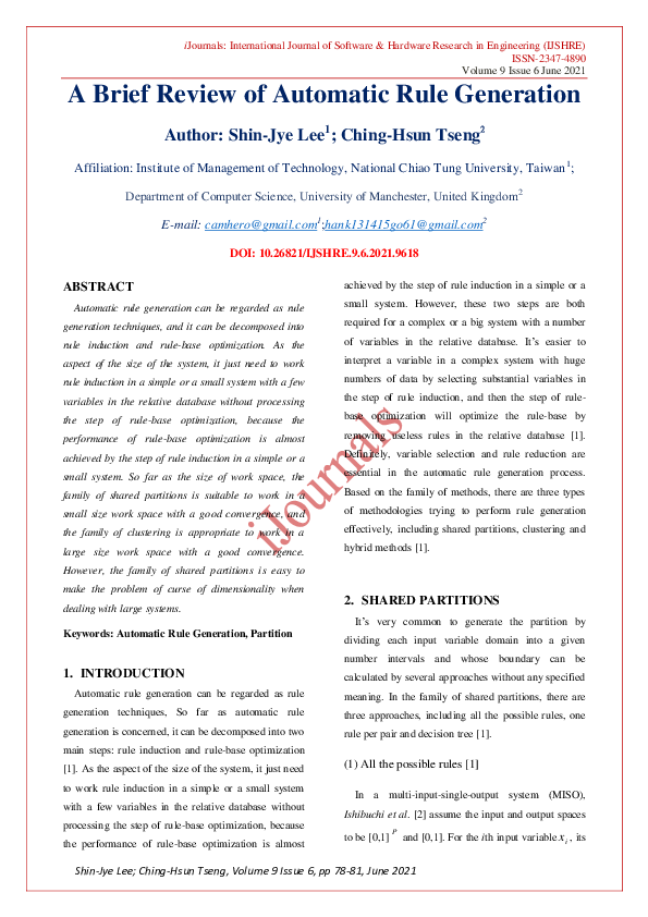 (PDF) A Brief Review of Automatic Rule Generation