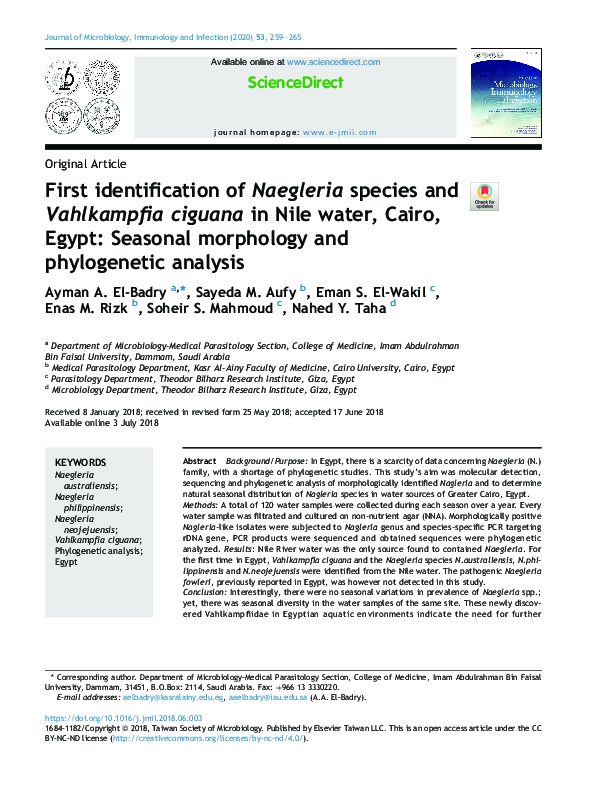 (PDF) First identification of Naegleria species and Vahlkampfia ciguana ...