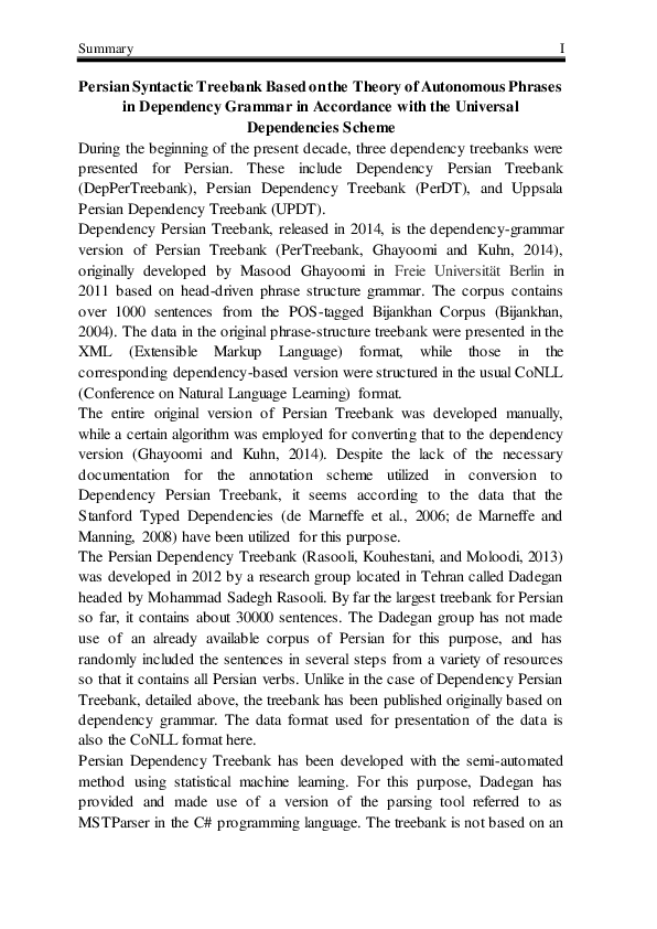 (PDF) Persian Syntactic Treebank Based on the Theory of Autonomous Phrases in Dependency Grammar ...