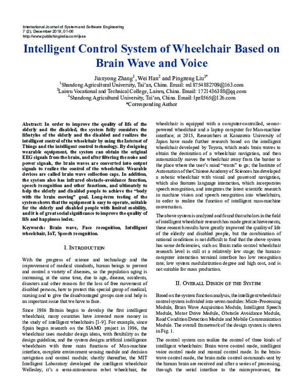 (PDF) Intelligent Control System of Wheelchair Based on Brain Wave and ...