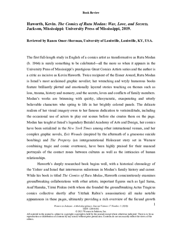 (PDF) Omer-Sherman review of Kevin Haworth's The Comics of Rutu Modan ...