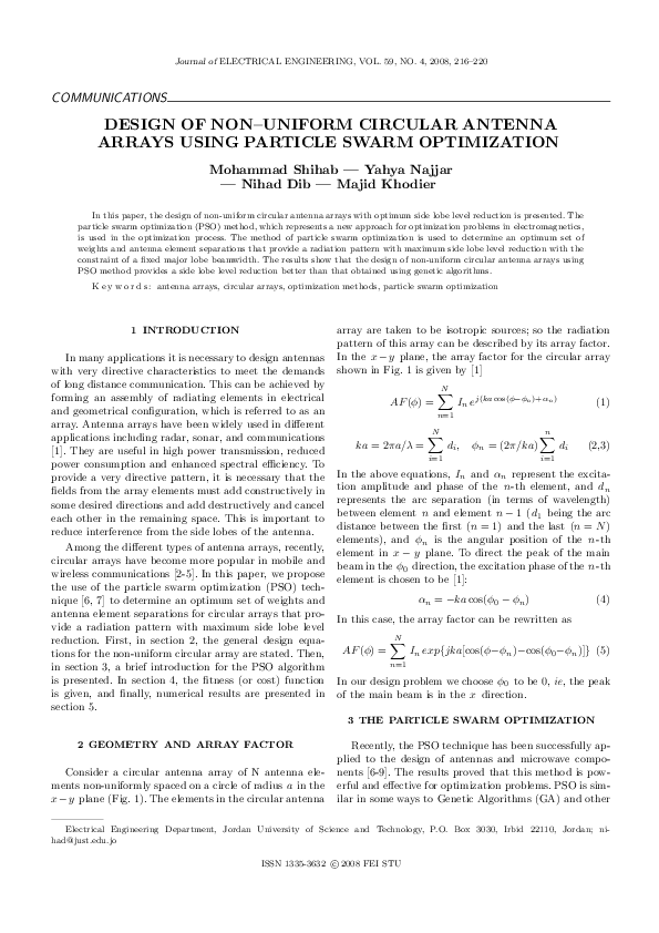 (PDF) Design of non-uniform circular antenna arrays using a modified invasive weed optimization ...