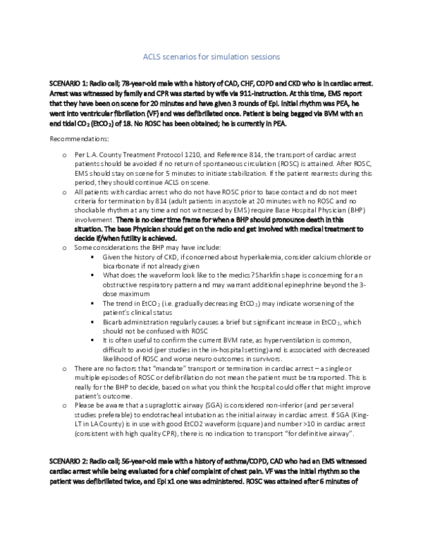 (PDF) ACLS scenarios for simulation sessions