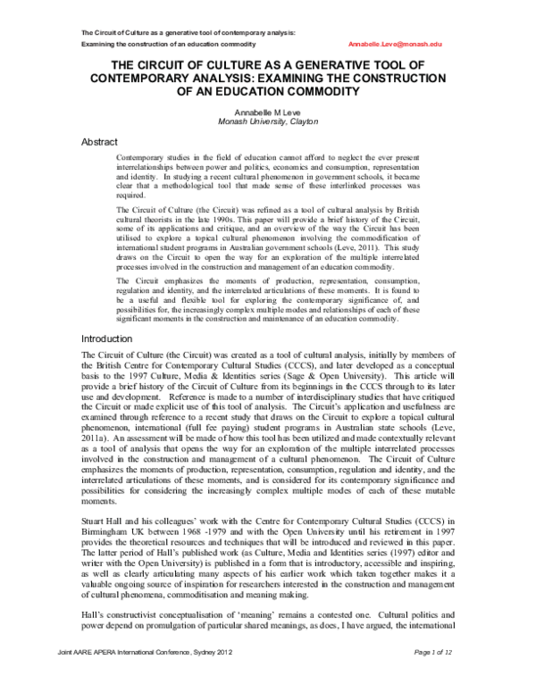 (PDF) The Circuit of Culture as a Generative