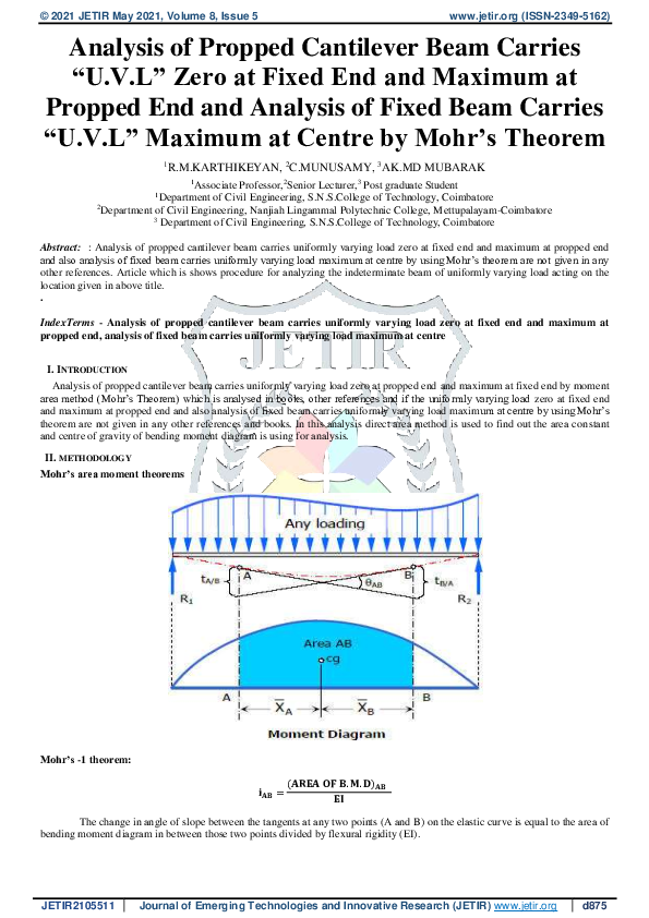 (PDF) Analysis of Propped Cantilever Beam Carries "U.V.L" Zero at Fixed ...