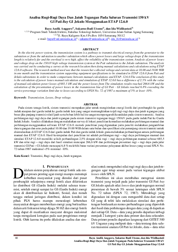 (PDF) Analisa Rugi-Rugi Daya Dan Jatuh Tegangan Pada Saluran Transmisi ...