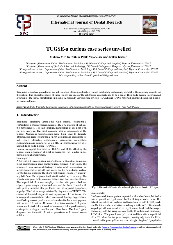 (PDF) Case Series of Traumatic Ulcerative Granulomas
